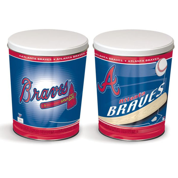 Atlanta Braves Sports Tin 3.5 Gallon | Papa Bear Popcorn